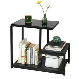 sobuy Beistelltisch, Schwarz, Holzwerkstoff, 65x55x35 cm, Wohnzimmer, Wohnzimmertische, Beistelltische