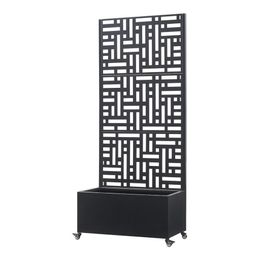 casa.pro Blumenkasten, Schwarz, Metall, Rechteckig, 82x190x38 cm, Gartenzubeh&ouml;r, Blument&ouml;pfe