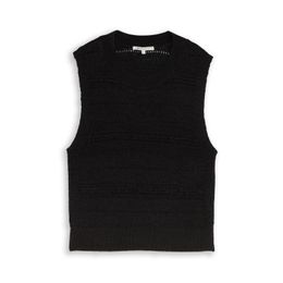 Tom Tailor Denim Damen Pullunder mit Lochmuster, schwarz, Uni, Gr. M