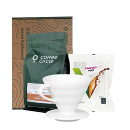 Coffee Circle Filterkaffee Einsteiger Set, Hario V60 Handfilter + 250 g Kaffee, Papierfilter inklusive, Klassiker aus Japan, klassisch-kr&auml;ftiger Geschmack