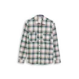 Tom Tailor Herren Comfort Fit Flanell-Hemd mit Karomuster, wei&szlig;, Kariert, Gr. S