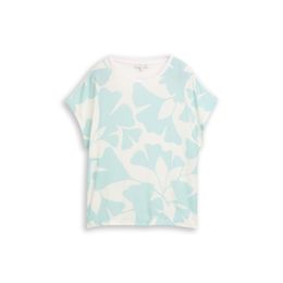 Tom Tailor Damen T-Shirt im Material-Mix, gr&uuml;n, Gemustert, Gr. XL