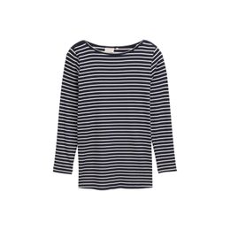 Tom Tailor Damen Plus Size - Langarmshirt mit Streifenmuster, blau, Gestreift, Gr. 46