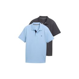 Tom Tailor Herren Poloshirts im 2er-Pack, blau, Uni, Gr. S