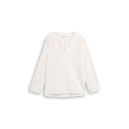 Tom Tailor Damen Langarmshirt mit Raffungen, wei&szlig;, Uni, Gr. XXL