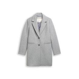 Tom Tailor Denim Damen Slim Fit Wollmantel, grau, Uni, Gr. XL