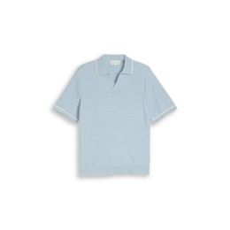 Tom Tailor Herren Strick-Poloshirt aus Baumwolle, blau, Uni, Gr. XL