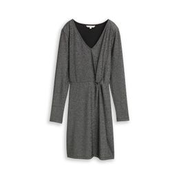 Tom Tailor Denim Damen Fitted Mini-Kleid mit Glitzer-Effekt, schwarz, Uni, Gr. S
