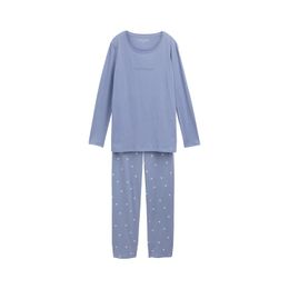 Tom Tailor Damen Pyjama-Set mit Punktemuster, blau, Gemustert, Gr. S/36