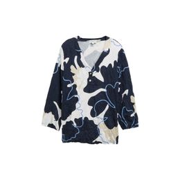 Tom Tailor Damen Crinkle Blusenshirt, blau, Gebl&uuml;mt, Gr. XS