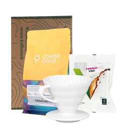 Coffee Circle Filterkaffee Einsteiger Set, Hario V60 Handfilter + 250 g Kaffee, Papierfilter inklusive, Klassiker aus Japan, fruchtig-komplexer Geschmack