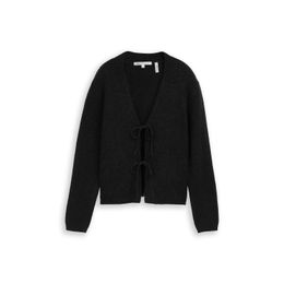 Tom Tailor Denim Damen Cardigan mit Schleifen-Details, schwarz, Gr. XS