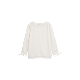 Tom Tailor Denim Damen Slim Fit Sweatshirt mit Raff&auml;rmeln, wei&szlig;, Uni, Gr. XS