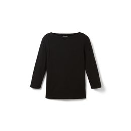 Tom Tailor Damen Basic Longsleeve mit 3/4-Arm aus Baumwolle, schwarz, Uni, Gr. XL