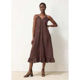 bonprix Maxikleid aus reinem Leinen, braun, Gr.40, sommerliches Leinen Maxikleid mit verstellbaren Spaghetti-Tr&auml;gern und schm&uuml;ckender R&uuml;sche, aus Leinen