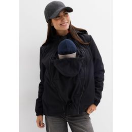 bonprix 4-in-1 Softshelljacke mit Babyeinsatz zum vorne und hinten tragen, schwarz, Gr.36, Multifunktionale Umstandsjacke mit Vorder- und R&uuml;ckentragefunktion
