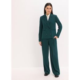 bonprix Hosenanzug, gr&uuml;n, Gr.36, modischer Zweiteiler - Blazer mit betonten Schultern und Hose mit elegant weitem Bein