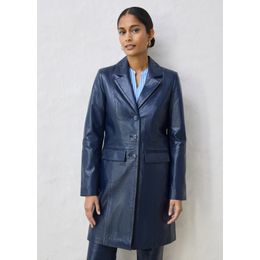 bonprix Blazermantel aus Lammnappa, blau, Gr.36, edler Blazermantel aus Leder mit Reverskragen und seitlichen Eingriffstaschen, aus Nappaleder