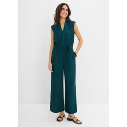 bonprix Viskose-Jumpsuit mit Kelchkragen, gr&uuml;n, Gr.38, Jumpsuit mit Kelchkragen aus weicher Crinkle-Viskose