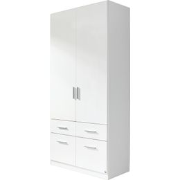 Dreht&uuml;renschrank Rauch "Kleiderschrank Schrank Garderobe Schlafzimmerschrank CELLE", wei&szlig; (alpinwei&szlig;, hochglanz wei&szlig;, griffe alu), B:91cm H:210cm T:54cm, Holzwerkstoff, Schr&auml;nke, Dreht&uuml;renschrank, in 4 Breiten und 2 H&ouml;hen, optional mit Schubk&auml;sten MADE IN GERMANY
