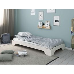 Massivholzbett OTTO HOME "Melwine &ndash; Stapelbett aus massiver Kiefer, platzsparend & flexibel", wei&szlig;, B:94cm H:23cm L:204cm, Betten, Massivholzbett, Mit Lattenrost, ideal als G&auml;stebett, FSC zertifiziert, Made in Europe