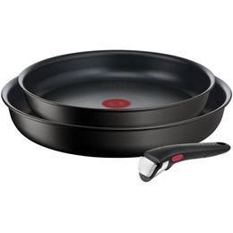 Pfannen-Set Tefal "Ingenio Unlimited, Pfannenset abnehmbarer Griff, Antihaftversiegelung", schwarz, &Oslash;:28cm, Pfannen, stapelbar, platzsparend, einfache Reinigung, Induktion, L76389