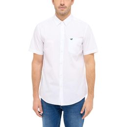 Kurzarmhemd Mustang "Style Gilroy", Herren, Gr. XL, N-Gr, wei&szlig; (general wei&szlig;), Obermaterial: 100% Baumwolle, bestickt, unifarben, regular fit h&uuml;ftbedeckend, Rundhals, Hemden, mit Brusttasche und Logo-Stickerei
