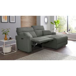Ecksofa OTTO HOME "JENNA L-Form, 209cm - OTTO. Verl&auml;ssliche Qualit&auml;t.", anthrazit, B:209cm H:100,5cm T:163cm, 90% POLYESTER, 10% NYLON, Sofas, Ecksofa, manuelle o. elektrische Relaxfunktion, USB A/C, weicher Sitz, Cord.