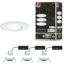 Paulmann LED Einbauleuchte "LED Einbauleuchte Nova Coin IP44 rund 78mm", wei&szlig;, 3, &Oslash; 7,8cm, 3 Stk., Leuchten, Memoryfunktion, Farbwechsler, Farbsteuerung, Dimmer, Smart Home