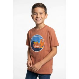 T-Shirt LEVI'S KIDS "LVB DESERT TRAIL TEE", Jungen, Gr. 14 (164), braun (mango), Jersey, Obermaterial: 60% Baumwolle, 40% Polyester, meliert, normal, Rundhals, Shirts T-Shirt, mit W&uuml;stenprint, for Boys