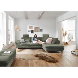 Ecksofa DIE PLANBAR "MP-IN14007, Breite 306 cm", cord forest, B:306cm H:84cm T:197cm, 100% Polyester, Sofas, Ecksofa, wahlweise mit Bettfunktion und verstellbaren Kopfst&uuml;tzen