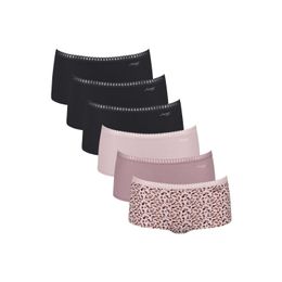 Panty Sloggi "Panty GO Crush Short C6P 6er Pack", Damen, Gr. XS, bunt (schwarz, rosa), Obermaterial: 95% Baumwolle CO. 5% Elasthan EL., Unterhosen Panty