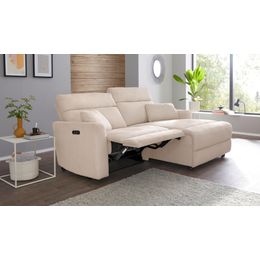 Ecksofa OTTO HOME "JENNA L-Form, 209cm - OTTO. Verl&auml;ssliche Qualit&auml;t.", creme, B:209cm H:100,5cm T:163cm, 90% POLYESTER, 10% NYLON, Sofas, Ecksofa, manuelle o. elektrische Relaxfunktion, USB A/C, weicher Sitz, Cord.