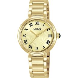 Quarzuhr Lorus, goldfarben, champagnerfarben, Armbanduhren, Damen, Quarzuhr, Armbanduhr, Damenuhr, Edelstahlarmband, analog