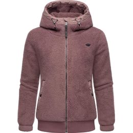 Outdoorjacke Ragwear "Cousy Short", Damen, Gr. M (38), lila (mauve), Obermaterial: 100% Polyester. Innenfutter: 100% Polyester, figurumspielend h&uuml;ftlang, hoch geschlossener Ausschnitt, &Auml;rmel ohne &Auml;rmelschlitz elastischer Bund mit innenliegendem Gummizug, Jacken Outdoorjacke, flauschige &Uuml;bergangsjacke mit Teddyfell und Kapuze