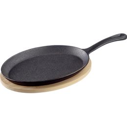 Grillpfanne Westmark "Tapas + Friends", schwarz, B:19cm H:5cm L:37cm &Oslash;:19cm, Pfannen, 500 ml, inkl. Bambus-Untersetzer