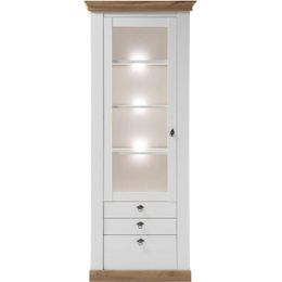 Vitrine Home Affaire "Cremona", wei&szlig; (pinie wei&szlig; nb, pinie wei&szlig; nb, applikation wotan eiche nb), B:82cm H:204cm T:44cm, Schr&auml;nke, Vitrine, H&ouml;he 204 cm