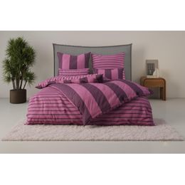 Bettw&auml;sche OTTO HOME "Sari in verschiedenen Qualit&auml;ten", lila (beere), B/L: 200cm x 200cm, 1 Stk., 2 Stk., Linon, B/L: 80cm x 80cm, 3, Linon, Obermaterial: 100% Baumwolle, Bettw&auml;sche, Bettw&auml;sche, ab Gr. 135x200 cm, Wendedesign, moderne Bettw&auml;sche mit Streifen