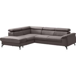 Ecksofa COTTA "Kitty L-Form, B: 249 cm", grau (elephant), B:249cm H:72cm T:207cm, Microfaser (100% Polyester);Flachgewebe (100% Polyester), Sofas, Ecksofa, mit Kopfteilverstellung, optional Bettfunktion & Bettkasten