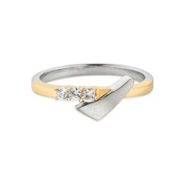Fingerring Bruno Banani "Schmuck Geschenk Silber 925 Damenring" Gr. 56, gold (silberfarben, gelbgoldfarben, kristallwei&szlig;), Fingerringe, Damen, 56, Silber 925 (Sterlingsilber), 1,9mm, Fingerring, mit Zirkonia (synth.)