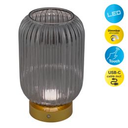 N&auml;ve N&Auml;VE LED Tischleuchte "Luise", goldfarben, 1, &Oslash; 14cm H: 23cm, 1 Stk., Leuchten, Akkuleuchte gold, aufladbar USB Typ C, dimmbar per Ber&uuml;hrungssensor, LED Tischleuchte
