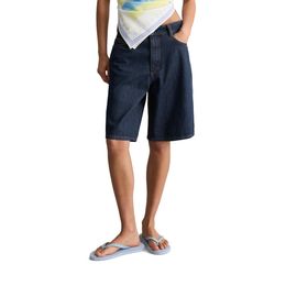 Marc O'Polo Shorts MARC O'POLO DENIM "aus Rigid Denim ohne Elasthan", Damen, Gr. 26, Normalgr&ouml;&szlig;en, blau (dunkelblau), Obermaterial: 100% Baumwolle, unifarben, ausgestellt knielang, Hosen Shorts