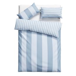 Bettw&auml;sche OTTO HOME "Sari in verschiedenen Qualit&auml;ten", blau, B/L: 135cm x 200cm, 1 Stk., 1 Stk., Flanell, B/L: 80cm x 40cm, 2 Stk., Flanell, Obermaterial: 100% Baumwolle, Bettw&auml;sche, Bettw&auml;sche, ab Gr. 135x200 cm, Wendedesign, moderne Bettw&auml;sche mit Streifen