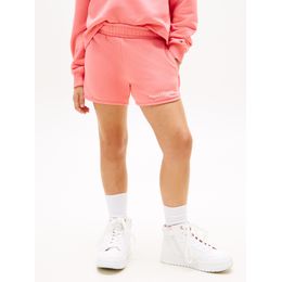 Shorts Tommy Hilfiger "GLITTER TOMMY SHORT", M&auml;dchen, Gr. 14 (164), N-Gr, tropical blush, Sweatware, Obermaterial: 68% Baumwolle, 32% Polyester, unifarben, regular fit kurz, Hosen Shorts, Kinder bis 16 Jahre, regular fit