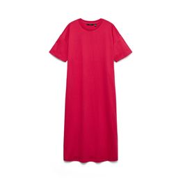 V&eacute;ro Moda Shirtkleid VERO MODA "VMMOLLY SS OVERSIZE CALF DRESS NOOS", Damen, Gr. S, N-Gr, rot (jazzy), Single Jersey, Obermaterial: 100% Baumwolle, unifarben, regular fit lang, Rundhals, Kleider Shirtkleid, Baumwolle, regular fit