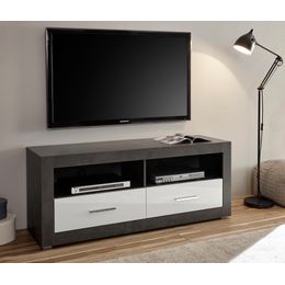 Lowboard Home Affaire "Etero", grau (schwarz concret, wei&szlig; mdf hochglanz, applikation schwarz concret), B:150cm H:61cm T:45cm, Sideboards, Lowboard, Breite 150 cm