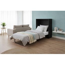 Schrankbett Home Affaire "Sognum als G&auml;stebett nutzbar, Wandklappbett in Kommodenoptik", schwarz, H:102cm, Schrankbetten, inkl. Matratze, platzsparendes Klappbett, optimal f&uuml;r kleine R&auml;ume