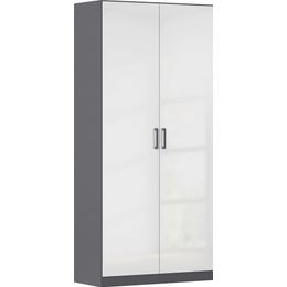 Mehrzweckschrank Rauch "Garderobe Kleiderschrank Schrank Schuhschrank Putzschrank MINOSA", graumetallic, hochglanz wei&szlig;, griffe graumetallic, B:91cm H:197cm T:41cm, Holzwerkstoff, Schr&auml;nke, Mehrzweckschrank, In 4 Breiten mit vielen Einlegeb&ouml;den f&uuml;r viel Stauraum MADE IN GERMANY