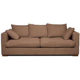 2,5-Sitzer Home Affaire "Coray", braun (light braun), B:220cm H:80cm T:113cm, 100% Polyester, Sofas, extra weich und kuschelig, F&uuml;llung mit Federn und Daunen