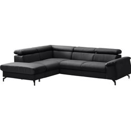 Ecksofa COTTA "Kitty L-Form, B: 249 cm", schwarz, B:249cm H:72cm T:207cm, Microfaser (100% Polyester);Flachgewebe (100% Polyester), Sofas, Ecksofa, mit Kopfteilverstellung, optional Bettfunktion & Bettkasten
